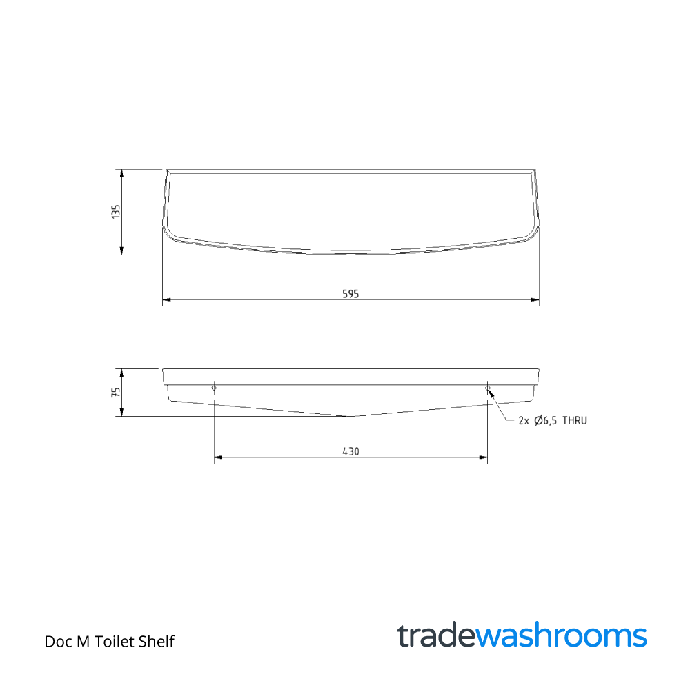 Doc M Toilet Shelf - 595mm x 135mm • 140201/WH