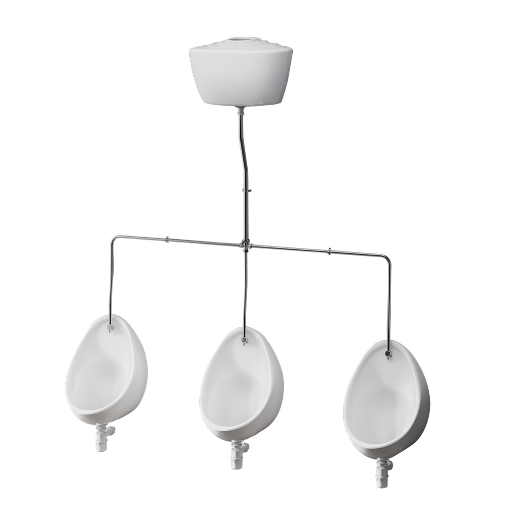 3x Urinals with Exposed Cistern Pack • Triple Urinal Set