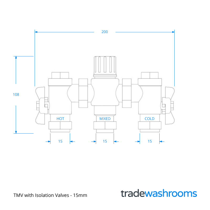 15mm TMV with Isolation Valves - ATMV33SV15 • Albion Valves