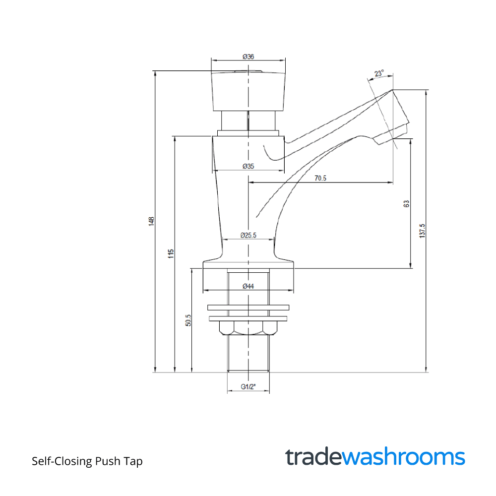 Commercial Self-Closing Push Tap (Single) - CORM03 by Deva
