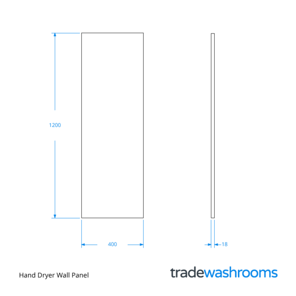 Hand Dryer Wall Panel - 1200mm x 400mm - Light Grey MFC