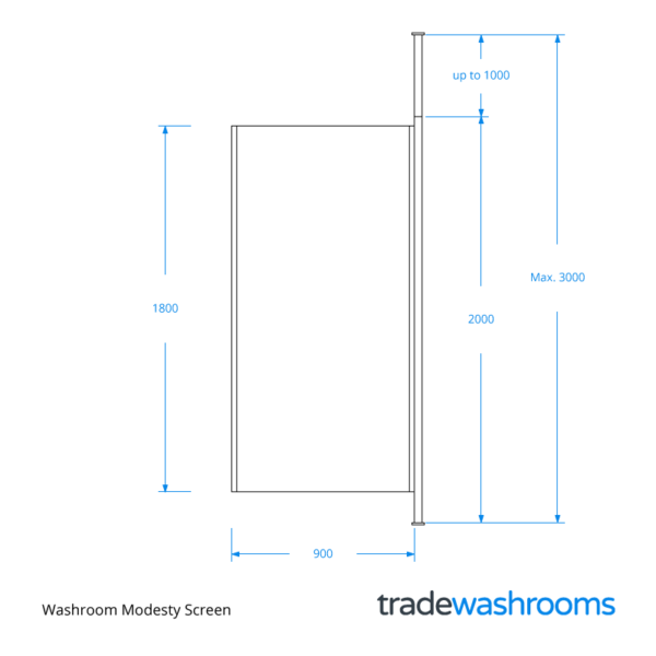 Washroom Modesty Screen Pack - 1800mm x 900mm - Light Grey