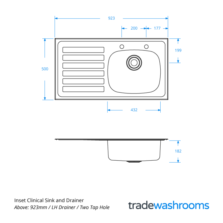 Stainless Steel Inset Clinical Sink and Drainer • Healthcare Clinical Sinks