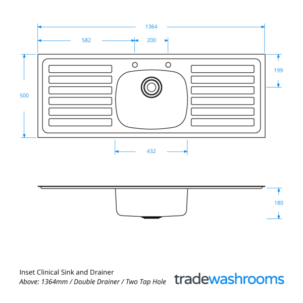 Stainless Steel Inset Clinical Sink and Drainer • Healthcare Clinical Sinks