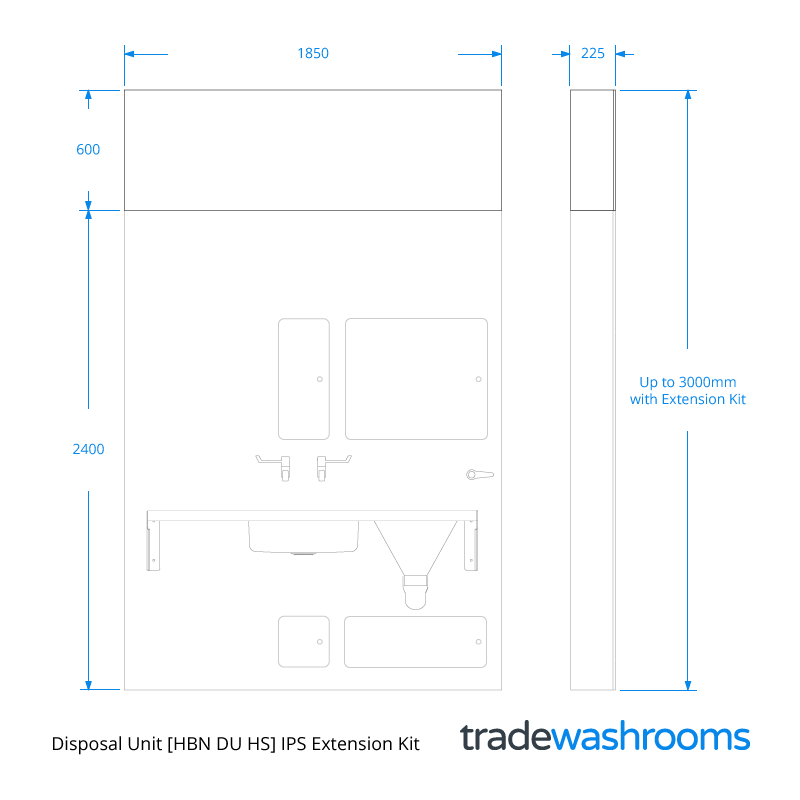 Trade Washrooms Disposal Unit [HBN DU HS] IPS Extension Kit