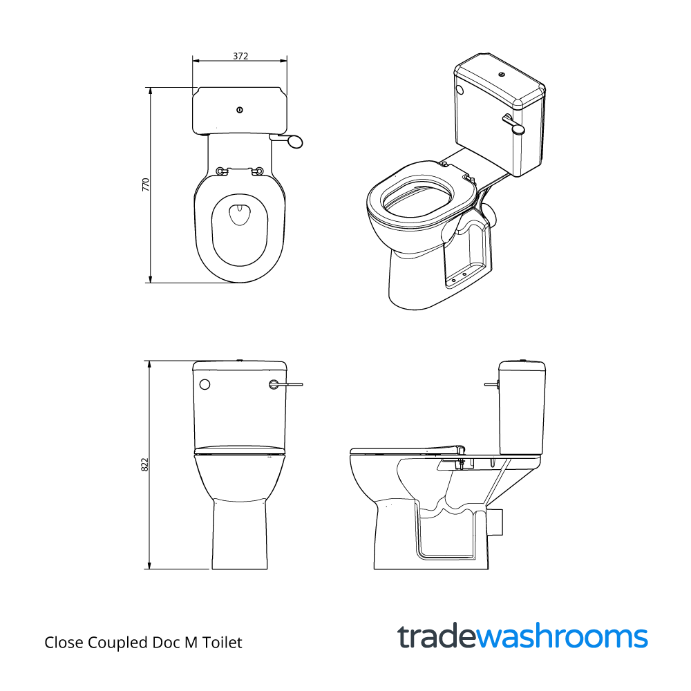 NYMAS Close Coupled Doc M Toilet with Lockable Cistern Lid