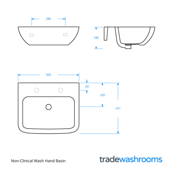 Non-Clinical Wash Hand Basin [HBN LB G M] for Healthcare Buildings