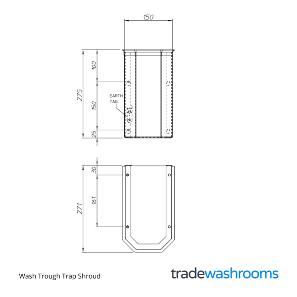 Wash Trough Trap Shroud - SAN069-TSHROUD • Stainless Steel