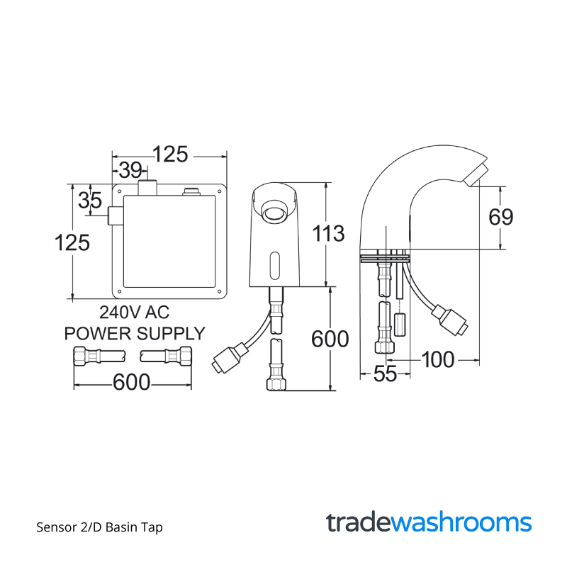 Deva Sensor 2D Basin Tap - Electronic Infrared Sensor Tap