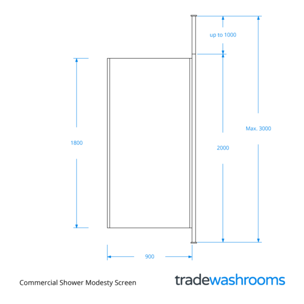 Commercial Shower Modesty Screen Pack - 1800mm x 900mm