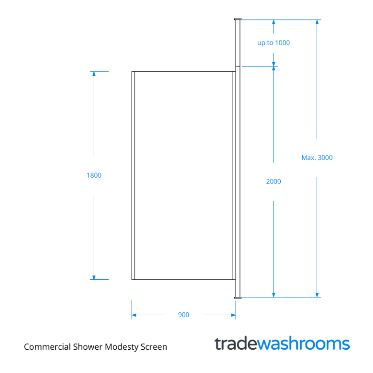 Commercial Shower Modesty Screen Pack - 1800mm x 900mm