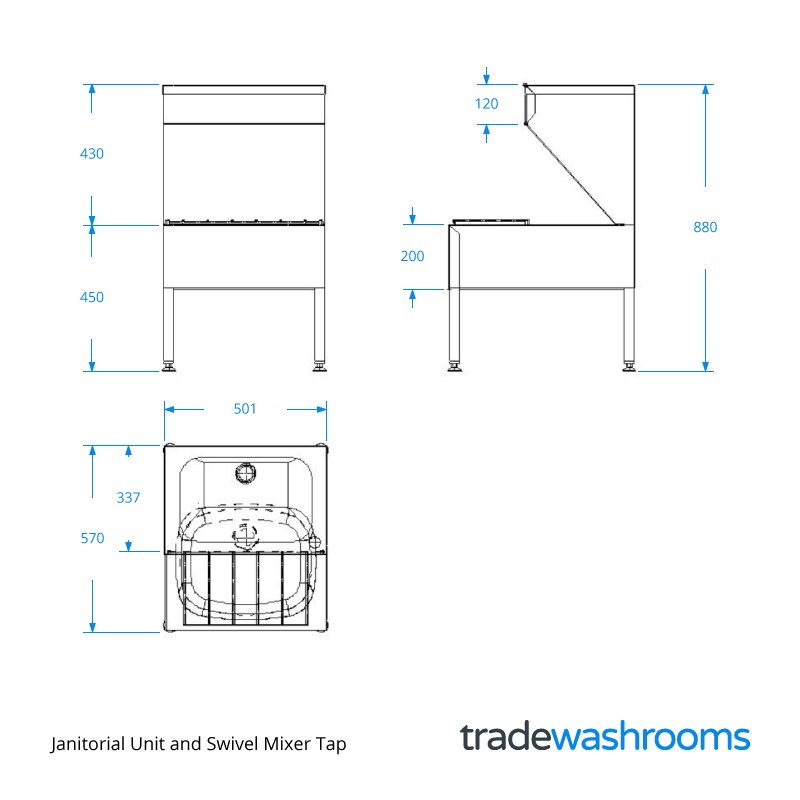 Stainless Steel Janitorial Unit and Swivel Mixer Tap • STS1001