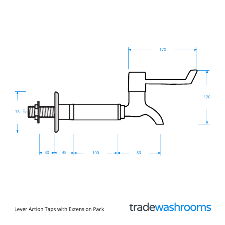 Hospital Lever Action Taps with 100mm Extension - B1686 / B1684