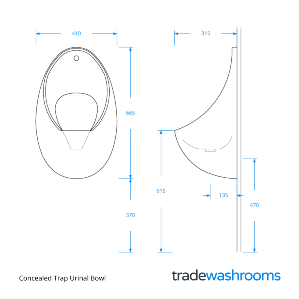 3x Concealed Trap Urinal Set - UR60CONSET3 • Triple Urinal Set