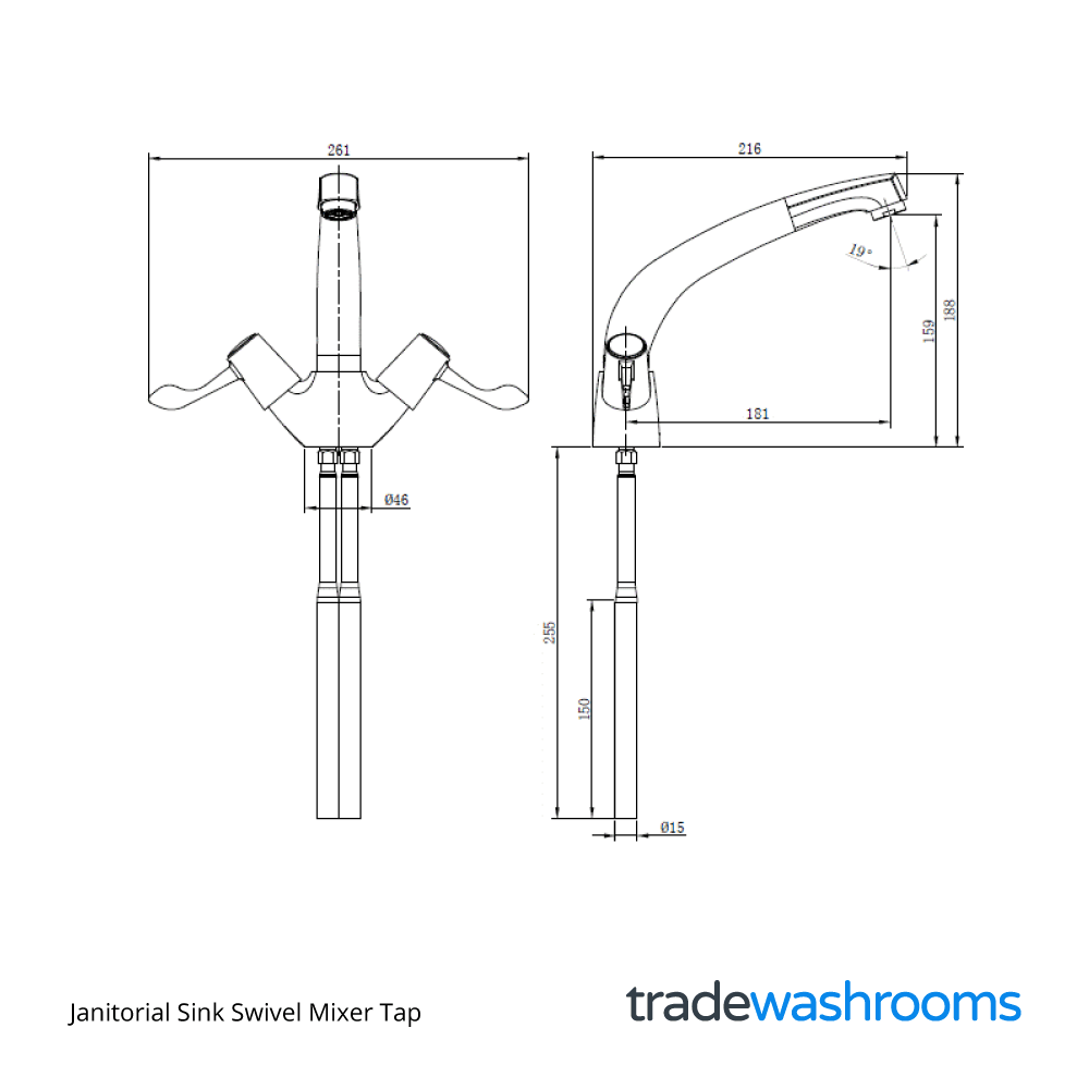 Janitorial Sink Swivel Mixer Tap • HBN JU Replacement Tap