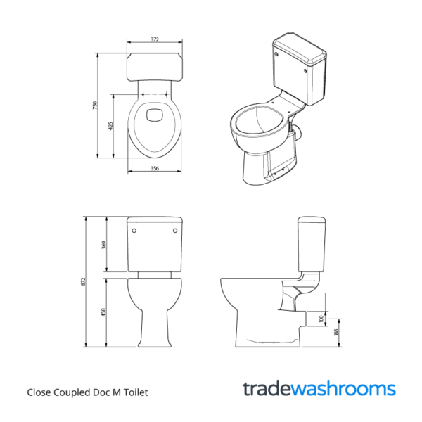 NYMAS Close Coupled Doc M Toilet with Lockable Cistern Lid