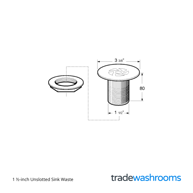 1 ½-inch Unslotted Sink Waste - WSTGR112/UNS • Deva