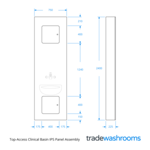Clinical Basin IPS Panel Assembly - Full-Height Healthcare IPS Panels