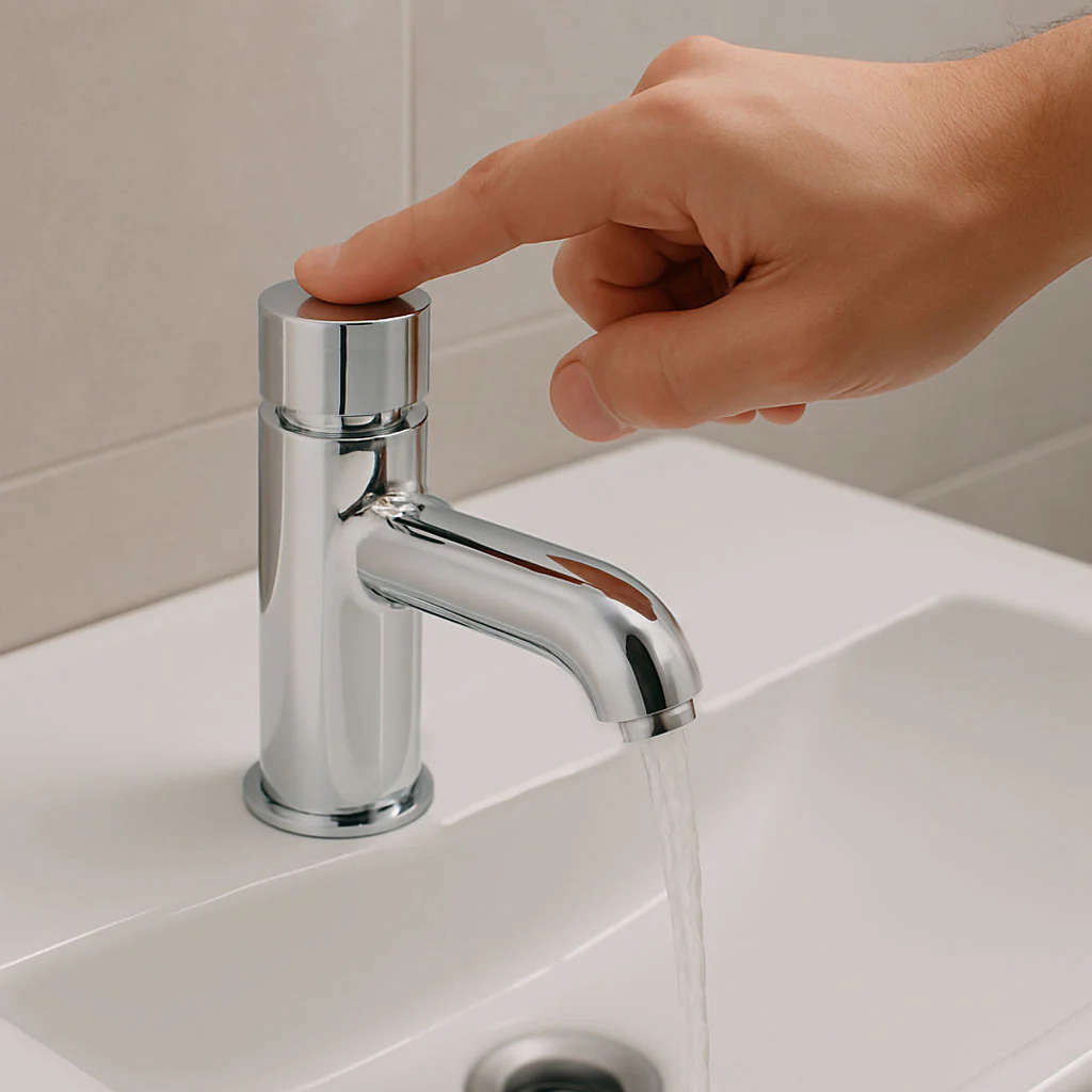 Vision Self-Closing Basin Tap - Deva VSN123 • Auto Shut-Off Tap