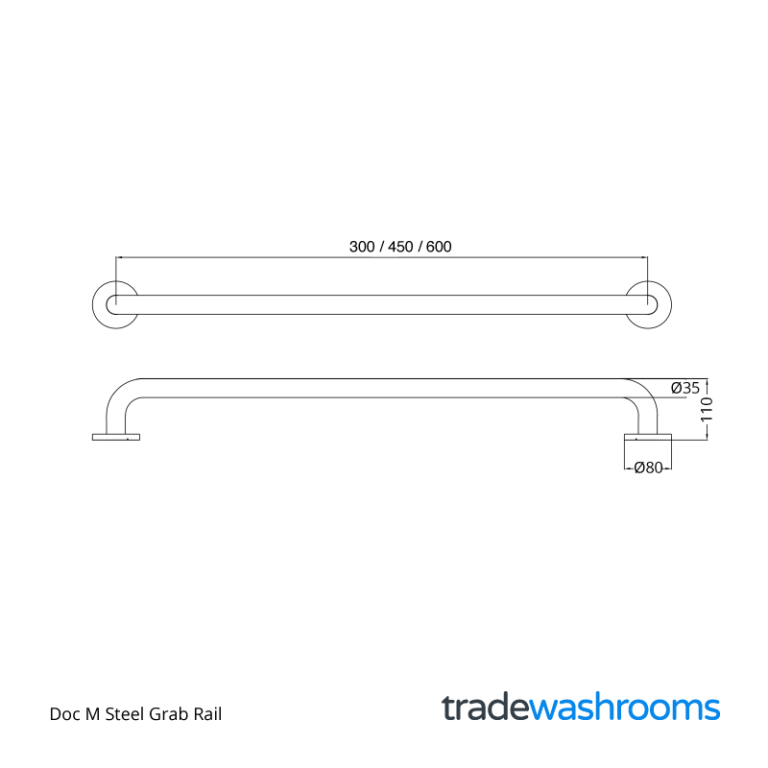 Nymas Doc M Grab Rails for Commercial Washrooms • 4 Colours
