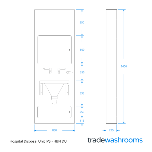 Hospital Disposal Unit IPS Panel Assembly - Slop Hopper HBN DU