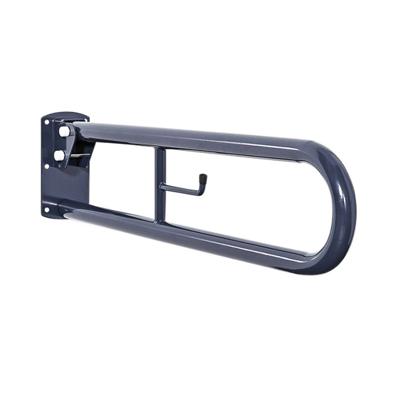 NYMAS Lift and Lock Hinged Support Rail with Integral Toilet Roll Holder