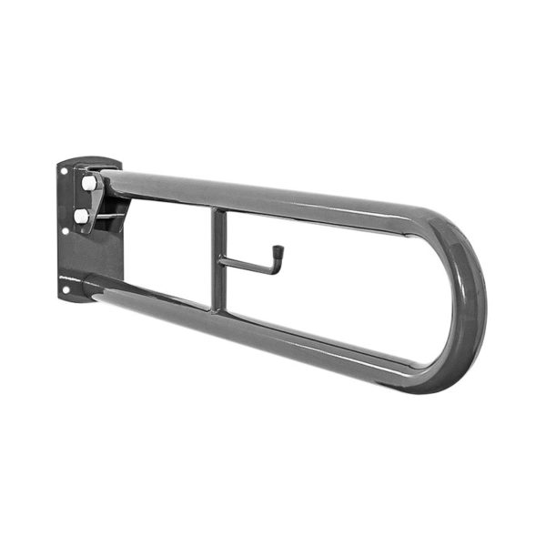 NYMAS Lift and Lock Hinged Support Rail with Integral Toilet Roll Holder