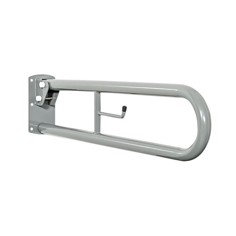 NYMAS Lift and Lock Hinged Support Rail with Integral Toilet Roll Holder