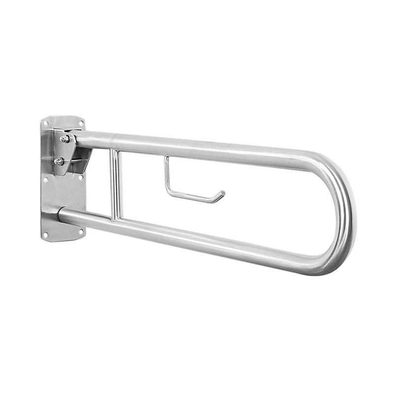 NYMAS Lift and Lock Hinged Support Rail with Integral Toilet Roll Holder