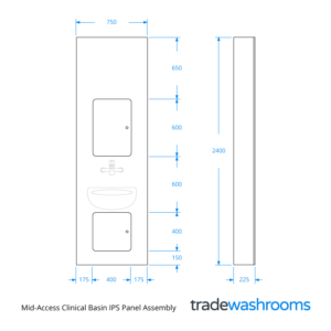 Clinical Basin IPS Panel Assembly - Full-Height Healthcare IPS Panels