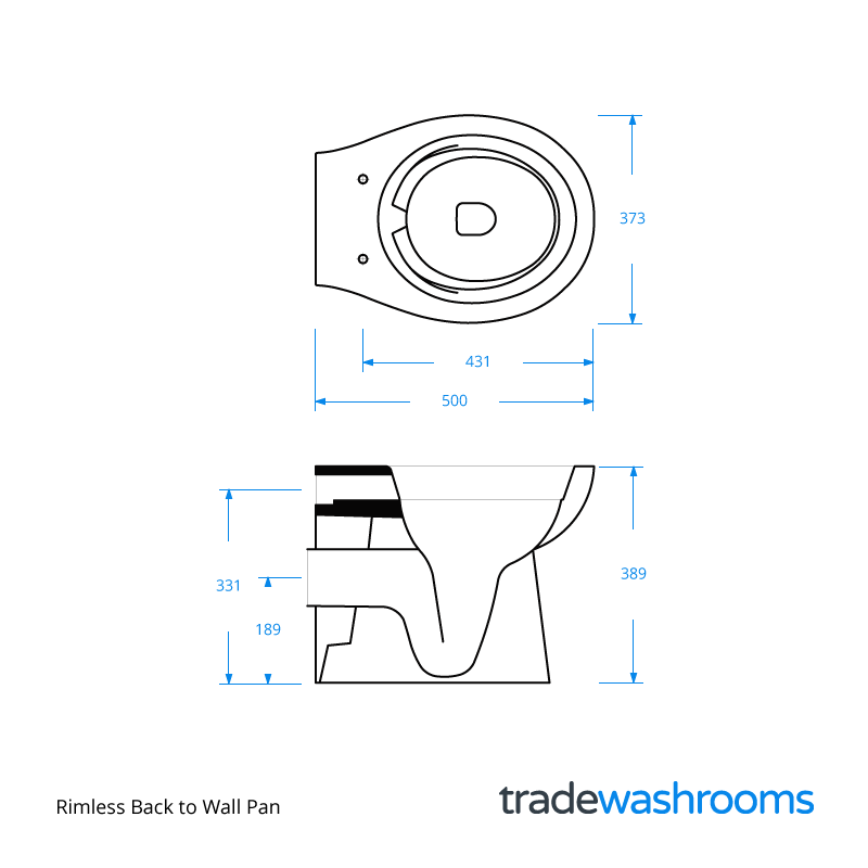 Rimless Back to Wall Pan - RIM50BTWPA • Commercial BTW Pan