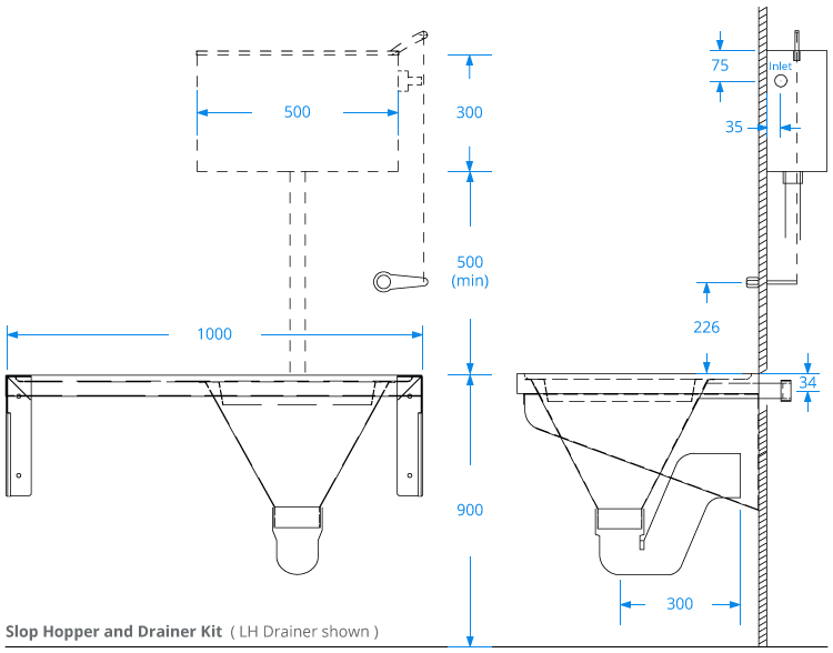 Slop Hopper and Drainer Kit [HBN DU H] • Stainless Steel Hospital Unit