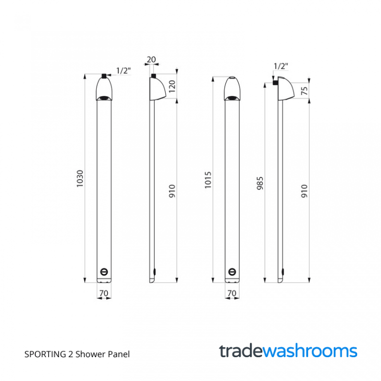 Delabie Sporting 2 Shower Panel 714700 • Push-Button Operation