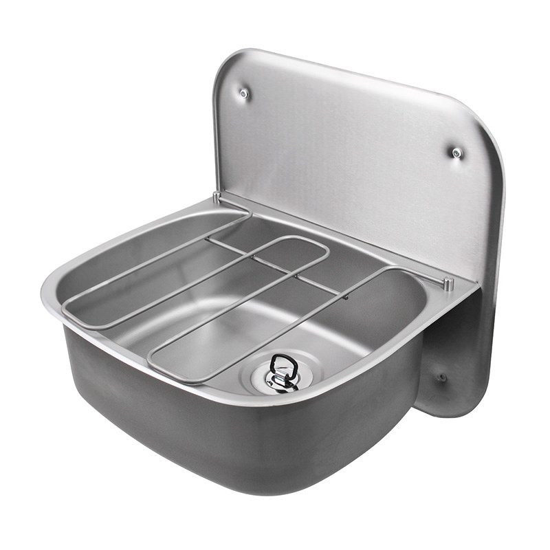 Stainless Steel Wall-Mounted Cleaners Sink with Splashback • SAN5910